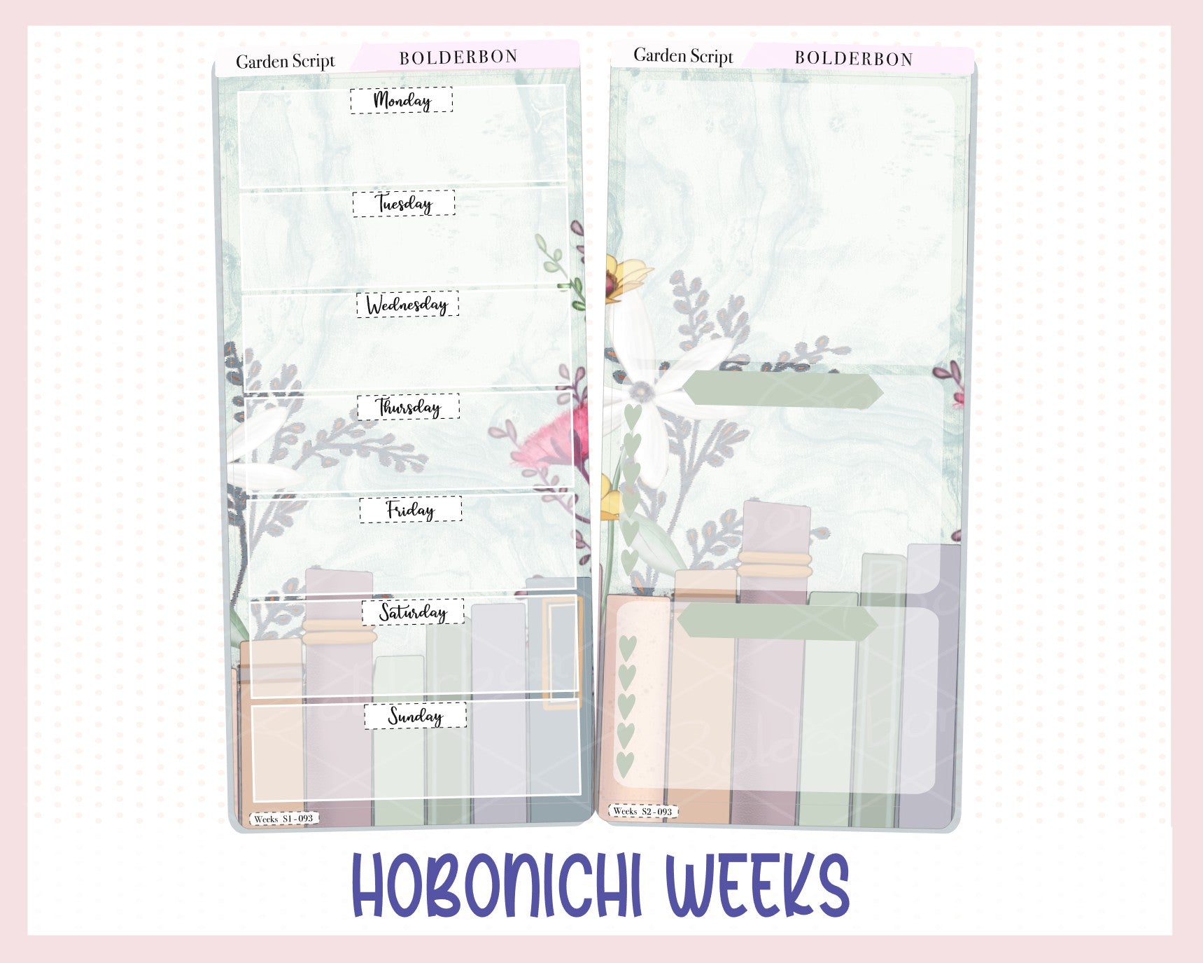 GARDEN SCRIPT Hobonichi Weeks || Weekly Planner Sticker Kit – Bolderbon