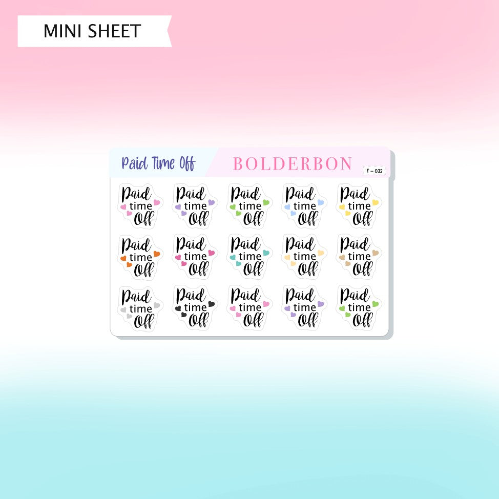 PAID TIME OFF || Planner Stickers – Bolderbon
