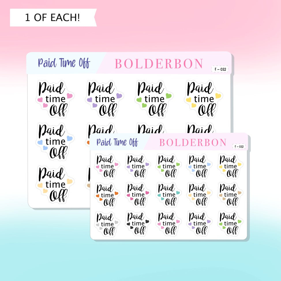 PAID TIME OFF || Planner Stickers – Bolderbon