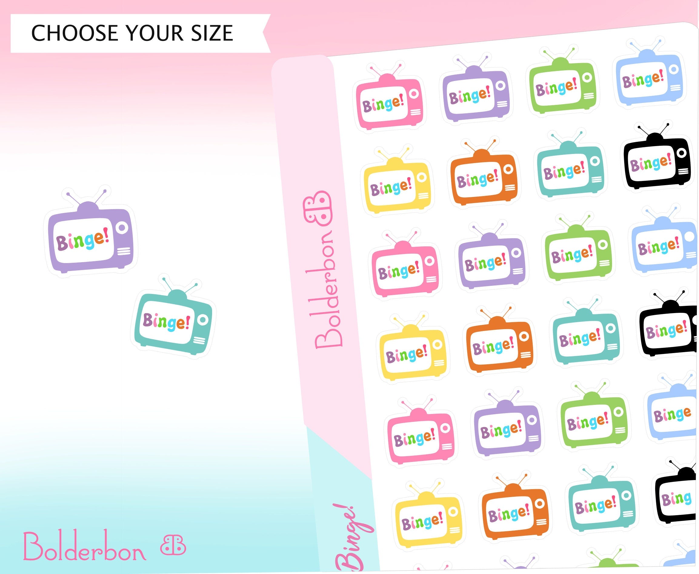 BINGE TV || Icon Planner Stickers – Bolderbon
