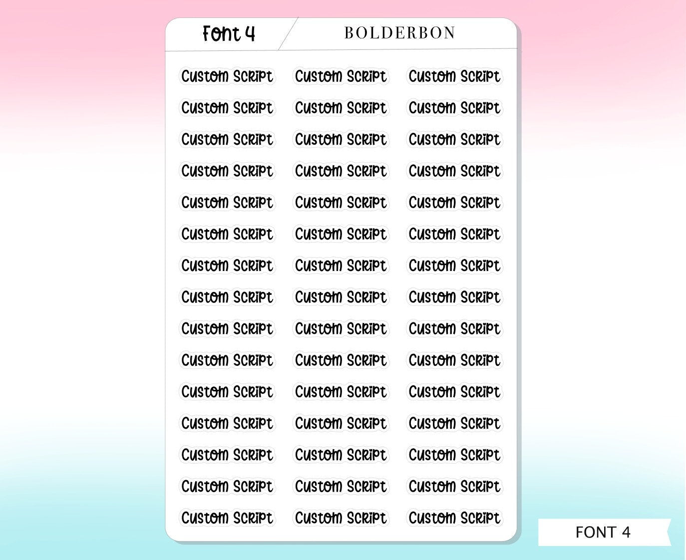 SCRIPT Custom Text Stickers || 45+ Word Font Matte White or Clear Stic ...